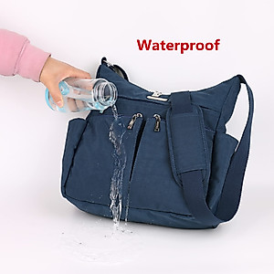MHCNLL Anti Theft Crossbody Purse RFID Women Nylon Waterproof Lightweight Shoulder Bag (blue)