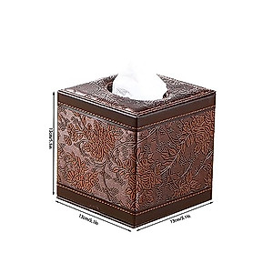 Stylish Tissue Box Leather Paper Roll Holder FashionTissue Organizer and Durable Tissue Box for Bathroom Vanity Desks Offices Bedroom Home Modern Tissue Box (Color : Brown)