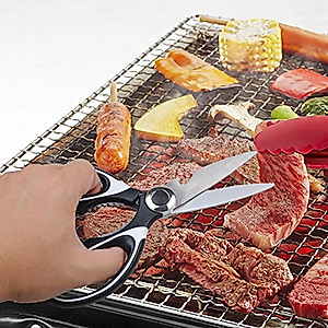 Clear Style Kitchen Shears Stainless Steel Utility Scissors Heavy Duty Multipurpose Kitchen Scissors, Dishwasher Safe, Perfect for Preparing Beef, Chicken, Vegetables, Fish, Black and White (2 Pack)