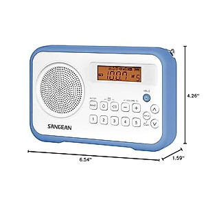 Sangean PR-D18BU AM /FM / Portable Digital Radio with Protective Bumper (White/Blue)