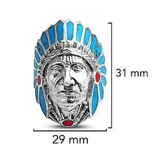 AeraVida Simulated Blue Turquoise & Reconstructed Red Coral Accented Native American Style .925 Sterling Silver Ring | Elegant Wedding Rings For Women (13)