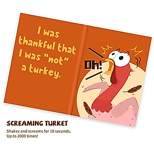 DTESL Happy Thanksgiving Card Funny, Sound and Shaking Head Motion Cartoon Humor with Envelope - not a turkey