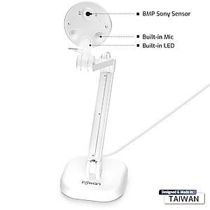 INSWAN INS-1 USB Document Camera — 8MP Ultra HD, Auto Focus, LED Light, Built-in Microphone, Mac OS, Windows, Chromebook Compatible for Distance Learning, Remote Teaching, Web Conferencing, Live Demo