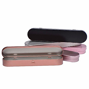 Metal Hinged Tin Pen Box Small Pencil Case Rectangular Empty Hinged Tins Box Containers Storage Organizer for Pen, Pencil, Makeup Brushes(Pink)