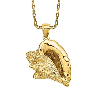 IceCarats 14K Yellow Gold Conch Shell Necklace Charm Pendant 38mm x 29.1mm Only