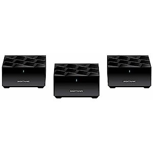 Netgear MK73-100NAR Nighthawk Dual-Band AX3000 3-Pack 3Gbps WiFi 6 Mesh System Router and 2 Satellites (Renewed)