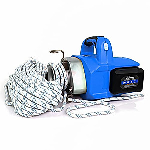 Landworks Electric Towing Capstan Winch Hoist Portable Cordless Brushless Motor Li-Ion Battery Powered 1000-2000 1/2-1 Ton Max Pulling Force for Forestry Hunting Off Road (Low Stretch Rope Included)