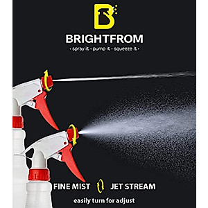 BRIGHTFROM 32 OZ Empty Plastic Spray Bottle, Heavy Duty with Adjustable Spray Nozzle, Chemical Resistant, All Purpose, Professional for Cleaning, Planting & Chemical Solutions