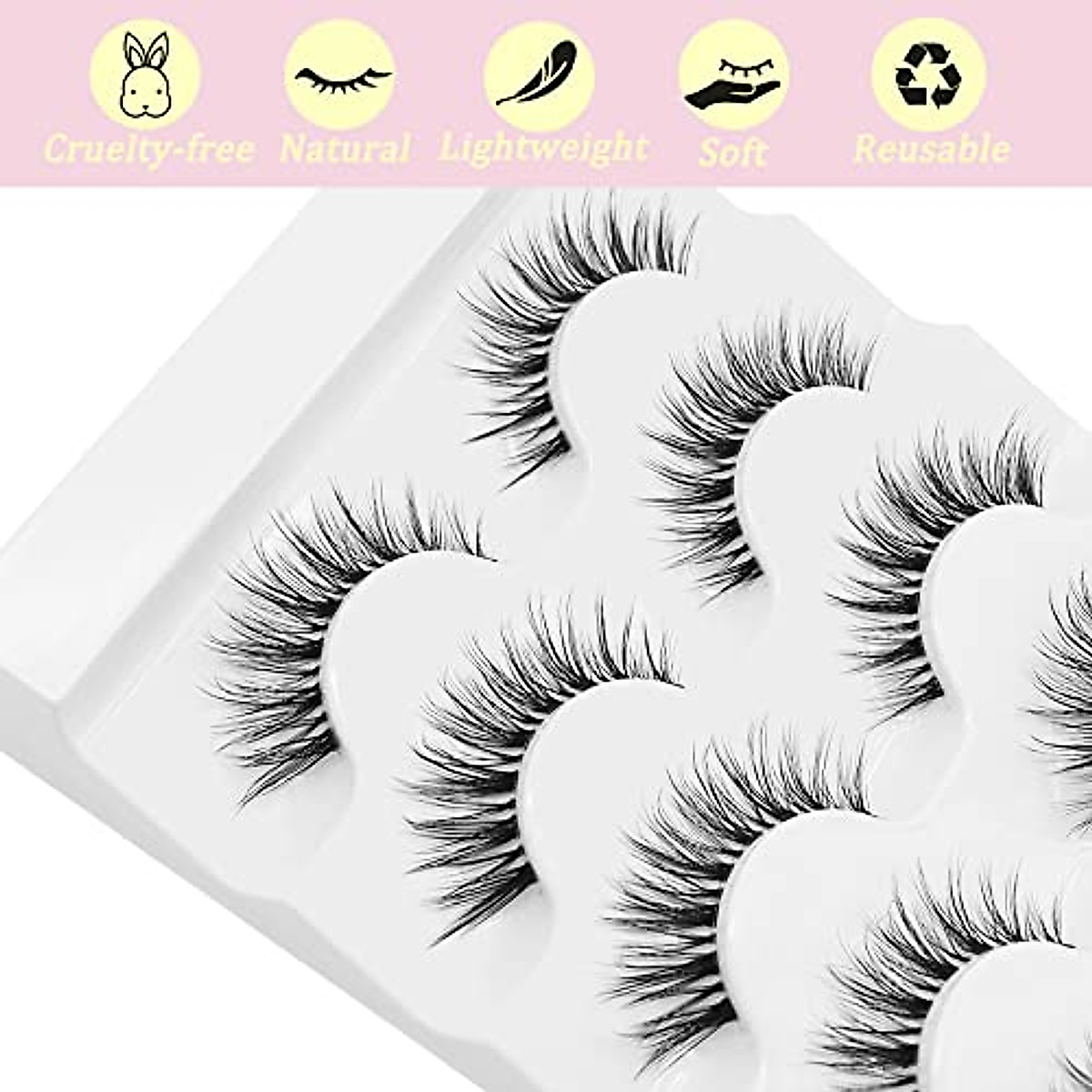 Veleasha Lashes 5D Faux Mink Lashes 100% Handmade Luxurious Fake Eyelashes Lightweight Fluffy False Eyelashes 5 Pairs Pack (G2)