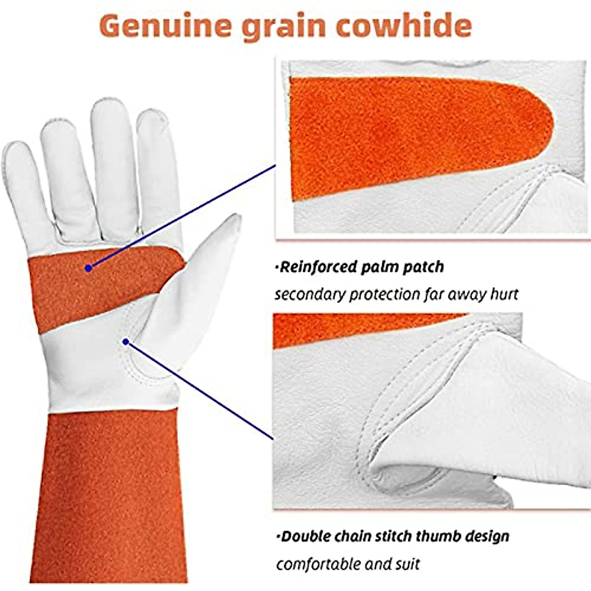 KLDOLLAR Long Gardening Gloves for Women Leather Thorn Proof Garden Gloves for Yard & Outdoor Work, Breathable Work Gloves Garden Gifts (Large)