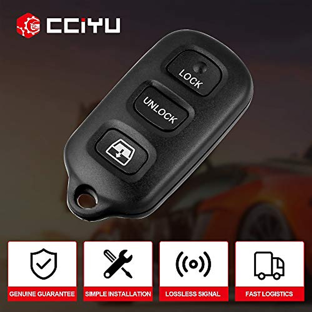cciyu 1PC Uncut 4 Buttons Keyless Entry Remote Fob Case Replacement for Toyota Avalon 4Runne Sequoia (HYQ12BAN, HYQ12BBX, HYQ1512Y)