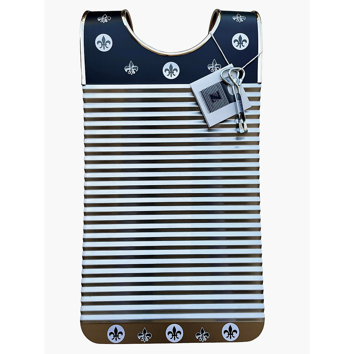 Zydeco Washboard "BLACK & GOLD" Key of Z Rubboards Frottoir Scrubboard Percussion Instrument Free Scratchers Handmade Louisiana Made By Tee Don Authentic Original