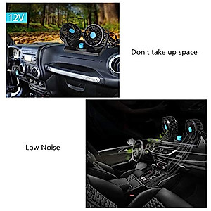 Electric Car Cooling Fan, Dual Head 12V 360 Degree Rotatable for Auto Truck Vehicle Boat