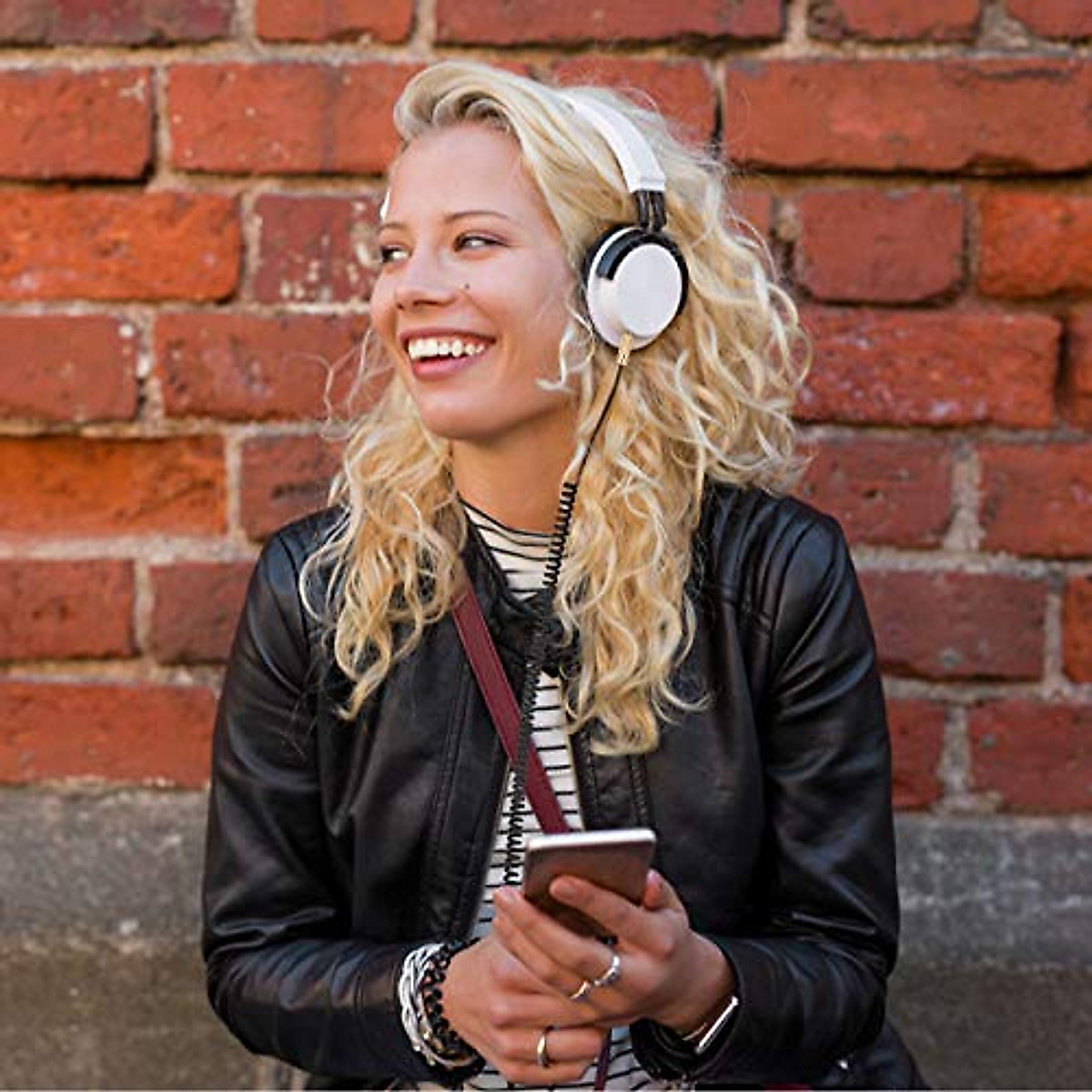 weishan Car Aux Cord, 3.5mm Coiled Male to Male Stereo Audio Cable Aux Cord Replacement for Alexa Dot, Headphones, Home Stereos, Speaker, iPhone, iPad, iPod, 2ft to 8ft Long