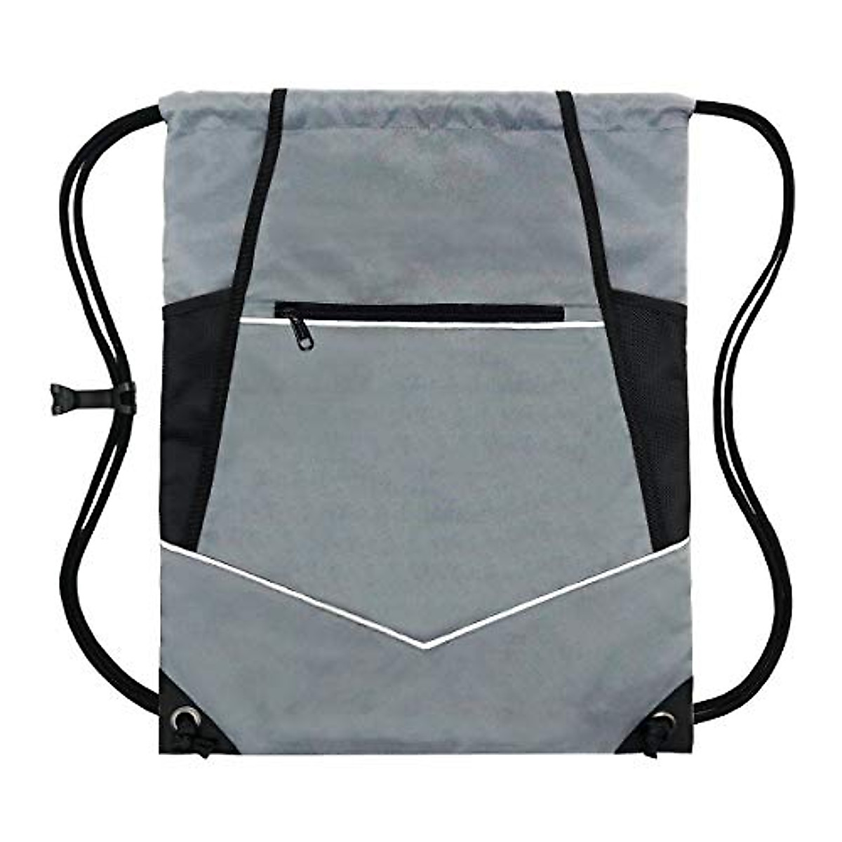 HOLYLUCK Packable Drawstring Sackpack Wet Pocket with Zipper and Water Bottle Mesh Pockets (Grey)
