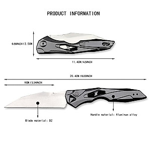 3.54" D2 Reverse Tanto Blade Black Aluminum Alloy Handle Folder Opening,Folding Knife with Reversible Pocket Clip,Everyday Carry for Camping,Gift for Men