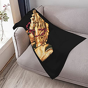 Throw Blankets Praying Hands Rosary Super Soft Cozy Plush Blankets Lightweight Fleece Blanket Throw for Couch Sofa Bed