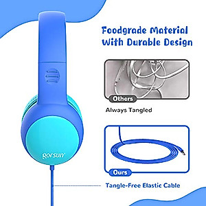 gorsun Kids Headphones with Limited Volume, Children's Headphone Over Ear, Toddler Headphones for Boys and Girls, Wired Headset Earphones for Children