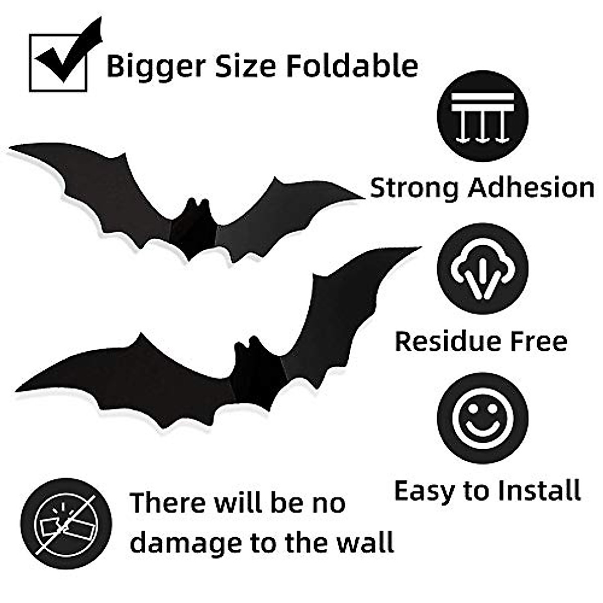 Joy Bang Halloween Bats for Wall Halloween 3D Bats Decoration Plastic Halloween Bats Stickers Halloween Decorative Bats for Home Wall Window Decorations