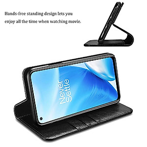 YJROP for OnePlus Nord N200 5G Case, with Screen Protector,PU Leather Wrist Strap Card Slots Shockproof Protective Flip Cover Wallet Case for 1+ Nord N200 5G,Black