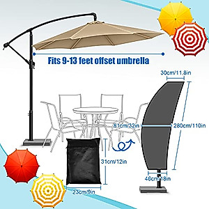 3 Pcs Patio Umbrella Cover Offset Umbrella Cover for 9ft to 12ft Cantilever Outdoor Waterproof Fabric Cantilever Umbrella Covers Banana Style Parasol Cover with Zipper for Garden Beach Umbrella, Black