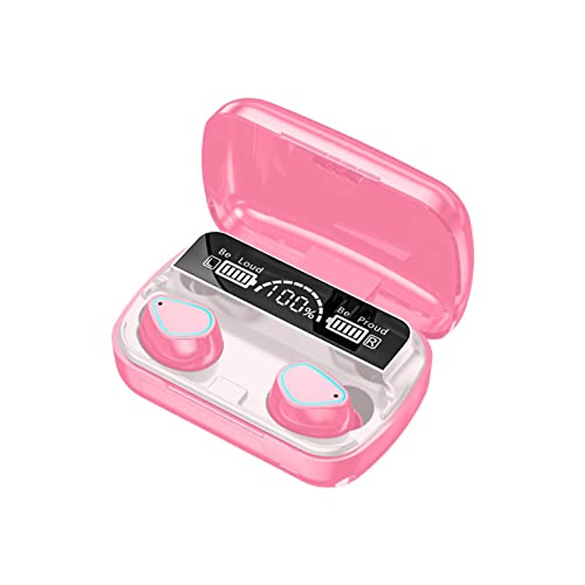 Sport Bluetooth 5.2 Earbuds,Wireless Earphones in-Ear with Microphone, Stereophones HiFi Stereo Sound Intelligent Noise Reduction, Headset with Wireless Dual Core Fast Charging Case (Pink)