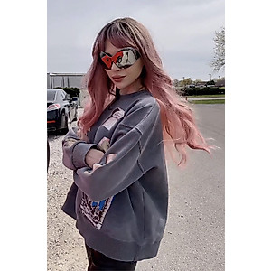 Crazy Feng Oversized Futuristic Sunglasses For Women Men,Fashion Rimless Y2k Sunglasses Trendy Shield Wrap Around Sunglasses Silver Shades