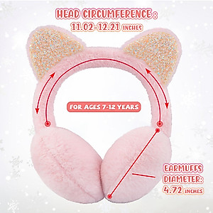 XIAOHAWANG Winter Earmuffs for Kids Girl Warm Ear Muffs Baby Boy Plush Padded Ear Warmer (C-LIGHT PINK)