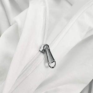 VEEYOO Twin Duvet Cover - Washed Microfiber Comforter Cover with Zipper Closure, Ultra Soft Hypoallergenic 3 Piece White Duvet Cover Sets (1 Duvet Cover, 1 Pillow Sham)