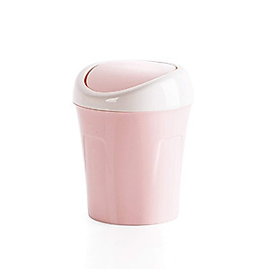 D-GROEE Mini Trash Can with Lid, Trash Can Durable Multipurpose Can Large Capacity Waste Container for Room Pink