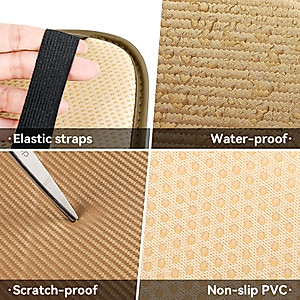 Amiss Car Center Console Pad, Universal Waterproof Car Armrest Seat Box Cover, Car Interior Accessories, Carbon Fiber PU Leather Auto Armrest Cover Protector for Most Vehicle, SUV, Truck, Car (Gold)