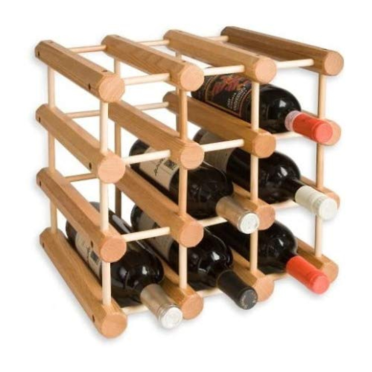 J.K. Adams Ash Wood 12-Bottle Wine Rack, Natural