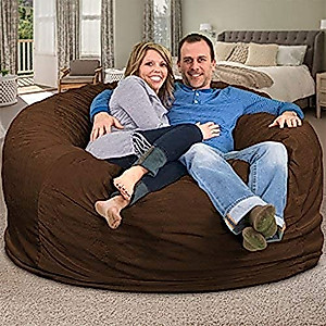 ULTIMATE SACK 6ft Bean Bag Chair, Oversize Bean Bag Chair for Adults, Comfy Chair Bean Bag Couch Lounge Sofa Loveseat Furniture | Brown Suede