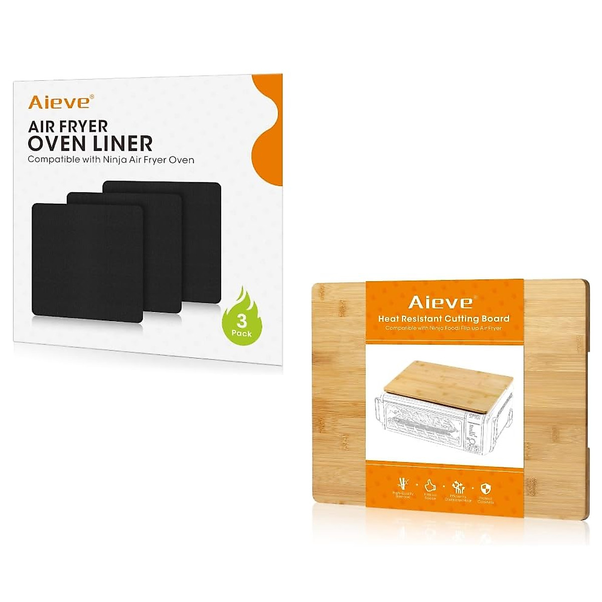 Aieve Air Fryer Oven Liner, Heat Resistant Cutting Board, Air Fryer Accessories Compatible with Ninja Foodie SP101 SP201 SP301