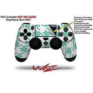 WraptorSkinz Skin Compatible with Sony PS4 Dualshock Controller PlayStation 4 Original Slim and Pro Houndstooth Seafoam Green (Controller NOT Included)