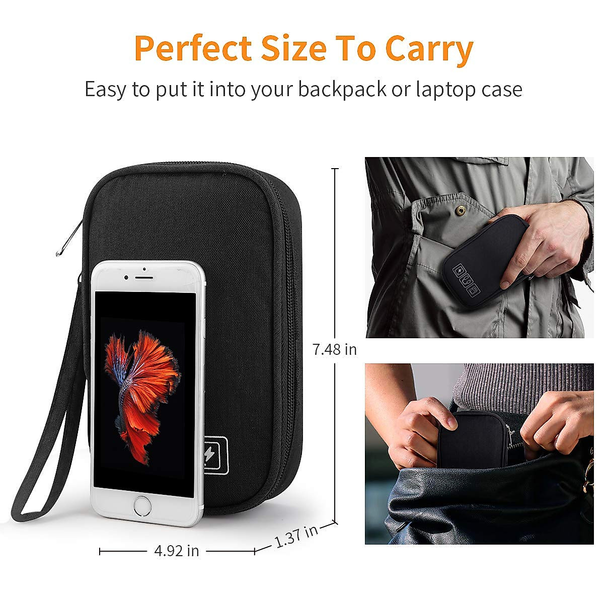 Small Electronic Organizer Cable Bag, Travel Portable 2 PCS Electronic Accessories Storage Bag Soft Carrying Case Pouch for Hard Drive, Cord, Charger, Earphone, USB, SD Card (Black+Gray)