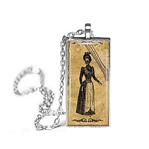 Steampunk Halloween Rectangle Pendant- Lady Skull