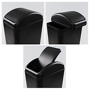 Readsky 3.5 Gallon Plastic Swing Lid Trash Can, Waste Bin with Swing Top, Black