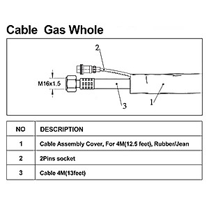 Welding Knight WP17 Air-Cooled Tig Torch With 13FT Cable Plug 16M-2 M16*1.5 Connector (WP17 black handle)