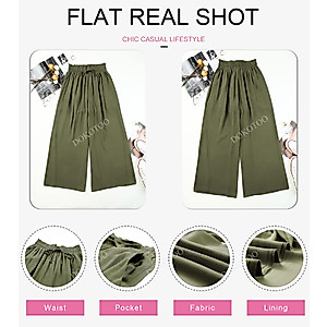 Dokotoo 2024 Stylish Women's Plus Size Wide Leg Palazzo Pants Spring Summer Lightweight Sport Elastic High Waist Yoga Pant with 2 Side Pockets for Women Green S