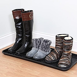 Great Working Tools Boot Trays for Entryway, Set of 2 Heavy Duty Shoe Trays All Season Muddy Mats Wet Shoe Tray Snow Boot Tray - Black, 30" x 15" x 1.2"