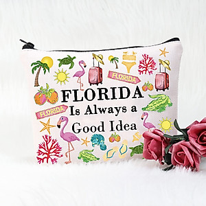 POFULL Florida vacation Gift Florida Is Always a Good Idea Cosmetic Bag Florida Travel Gift (Florida Is Always Cosmetic Bag)