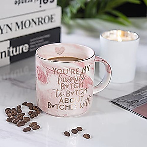 Best Friend Birthday Gifts for Women - Funny Friendship Gift for Bestfriend, Besties, BFF, Sister, Boss Woman, Big Sis, Sorority, Mom - You're My Favorite - Cute Pink Marble Mug, 11.5oz Coffee Tea Cup