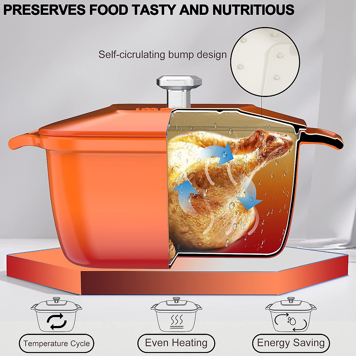 Dutch Oven, imarku 3.5 Quart Enameled Cast Iron Dutch Oven Pot with Lid for Braising, Broiling, Frying, Bread Baking, Roast Turkey, Oven Safe Up To 550°F, Enamel Coating, Nonstick Easy to Clean