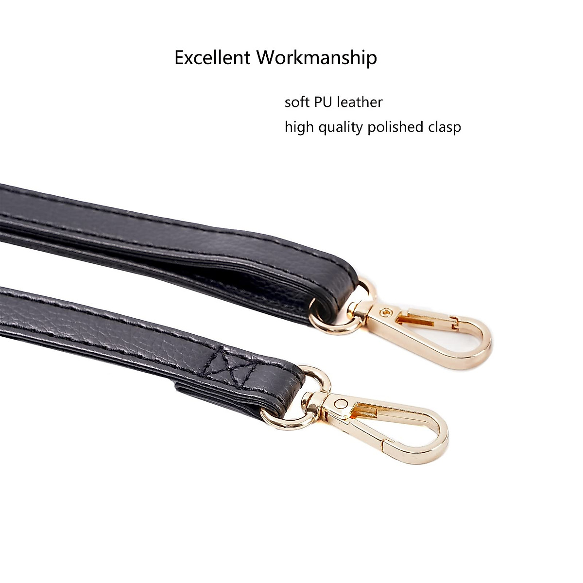 Xiazw Adjustable Soft PU Leather Shoulder Crossbody Purse Strap Bag Chain Replacement (White - Gold)