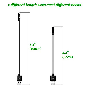 Qunions Charger for Wyze Watch, 2Pcs Replacement USB Charging Cable for Wyze Smart Watch 44mm 47mm (3.3 feet +2.2 feet)