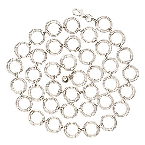 WERFORU Women Metal Link Body Chain Belt Ladies Waist Chain Belts for Jeans Dress (FIt waist size below 52 inches, Silver)