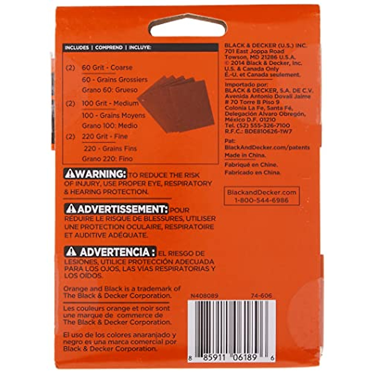 BLACK+DECKER Sandpaper Assortment For Plastic , 1/4-Inch Sheet, 6-Pack (74-606)