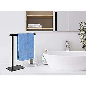 Hand Towel Holder Stand, DECLUTTR Stainless Steel Towel Rack for Bathroom Countertop, Black Free Standing Hand Towel Rack
