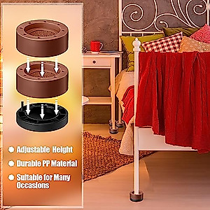 Lallisa Set of 48 Round Bed Risers Heavy Duty Couch Risers 1.85 Inch Bed Lifts Risers Adjustable Desk Risers for Desk Legs Bed Frame Table Sofa Chair Mattress Couch Dorm (Black, Brown)